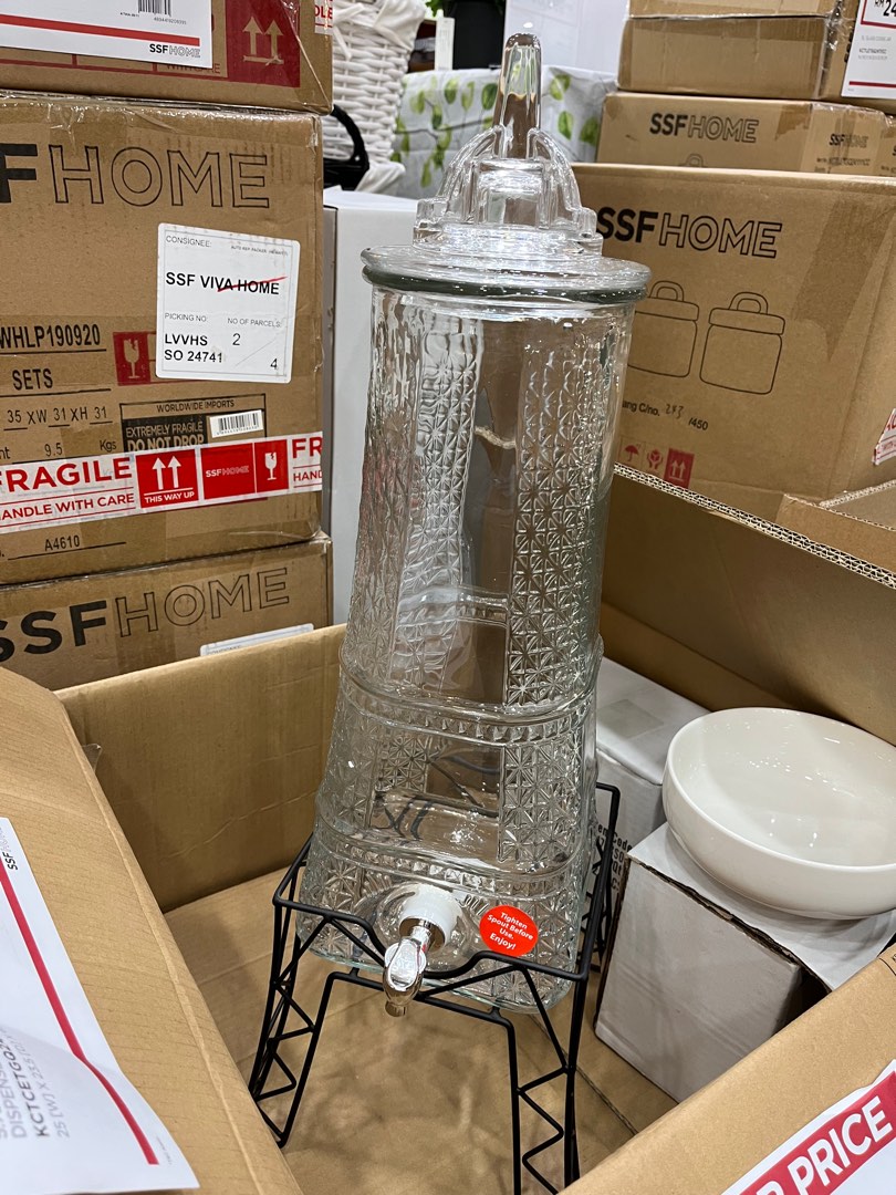 SSF Eiffel Tower Glass Water Dispenser 5.7 liter Balang Air Kaca ...