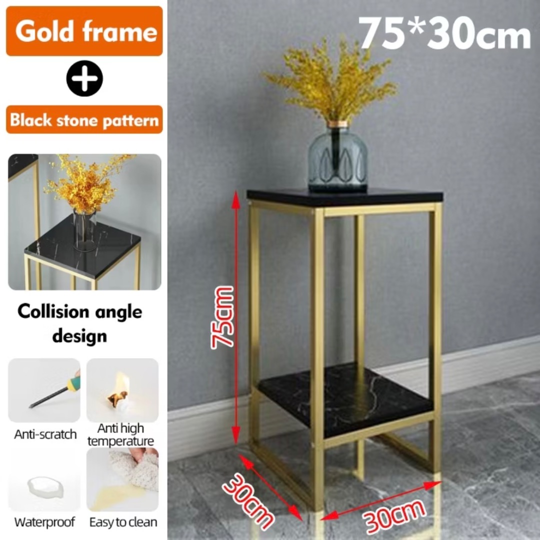 Tall Plant Display Stand | Gold Frame Side Table Rack | Narrow Modern ...