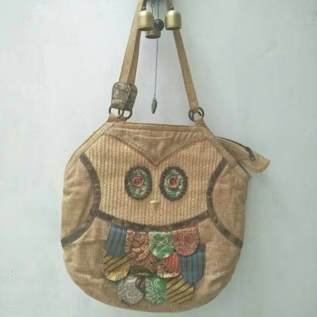 Tas Unik Owl dari kain perca warna gold, Fesyen Wanita, Tas & Dompet di ...