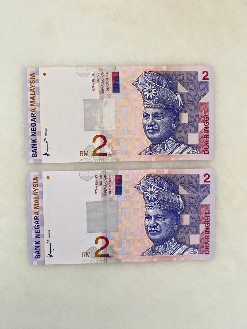 2 pieces Rare Uncirculated Malaysia RM2 Ringgit Old Currency Banknote ...