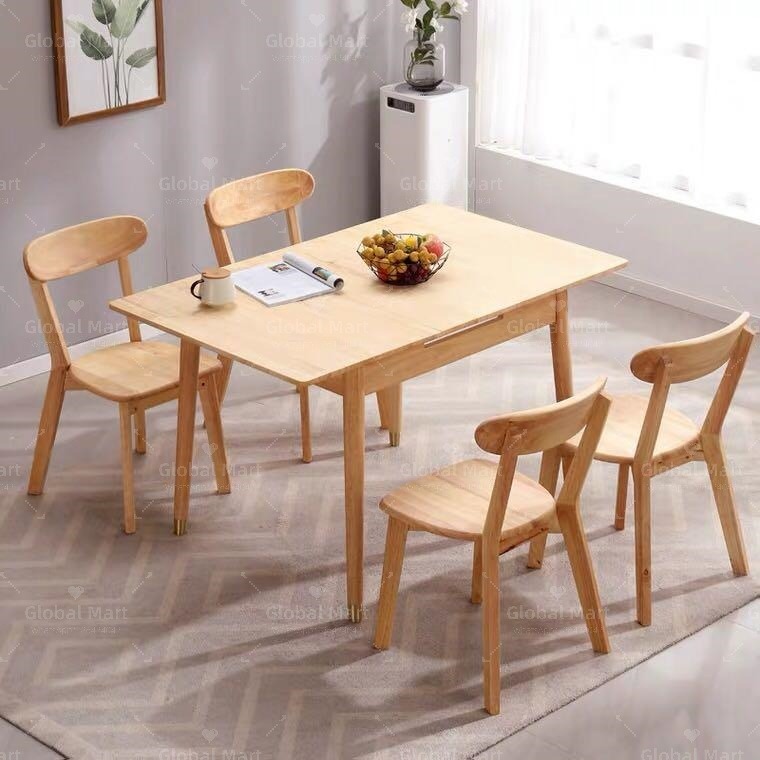 A&0366 Solid Rubberwood Folding Dining Table Push, Pull, Stretch and ...