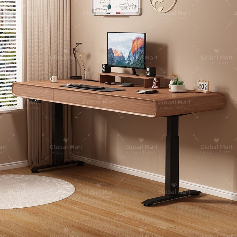 A&1884 Electric Lift Desk Double Motorized Drawer Lift Desk Computer ...