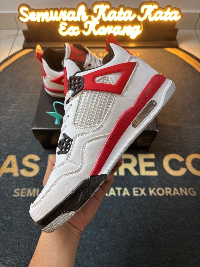 AJ4 Air Jordan 4 Red Cement Men Size, Men's Fashion, Footwear, Sneakers ...