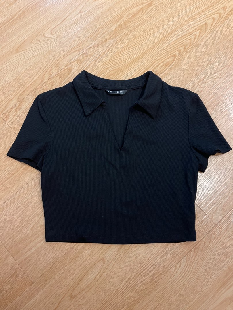 Basic black top, Women's Fashion, Tops, Shirts on Carousell