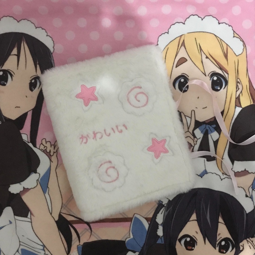 binder a5 narutomaki fosh cake star fuzzy furry white holder pink ...