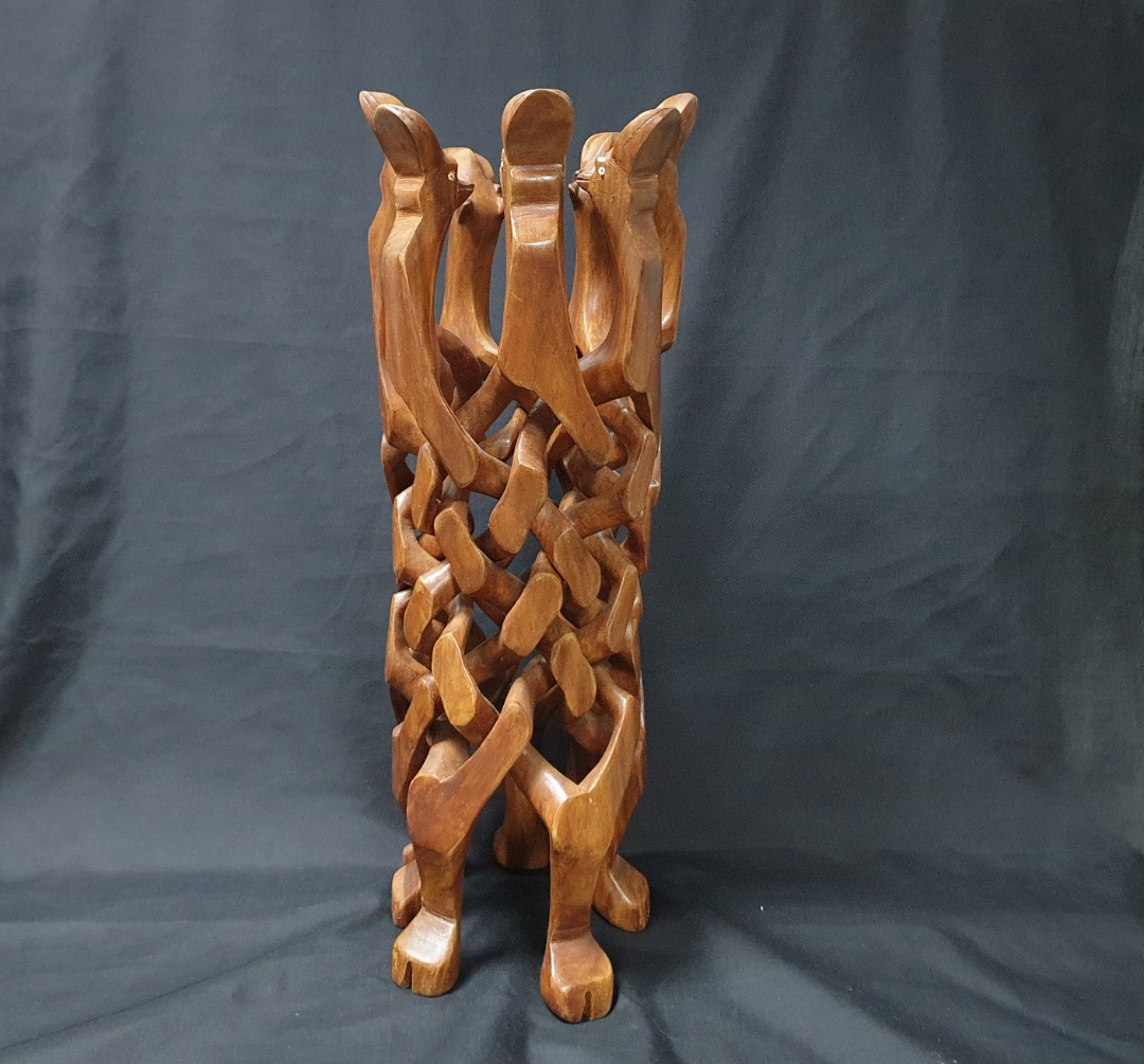 Camel Interlock Side Table Stand 620mmH (Wood Carving-8), Hobbies ...