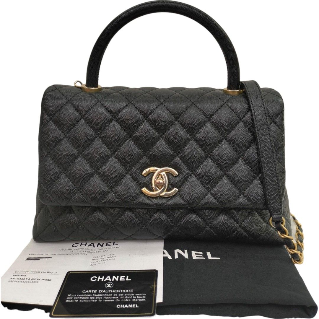 Chanel Coco Handle Medium Caviar Black GHW #25, Barang Mewah, Tas & Dompet di Carousell