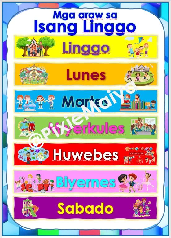 Days of the week Laminated A4 chart | English | Tagalog, Hobbies & Toys ...