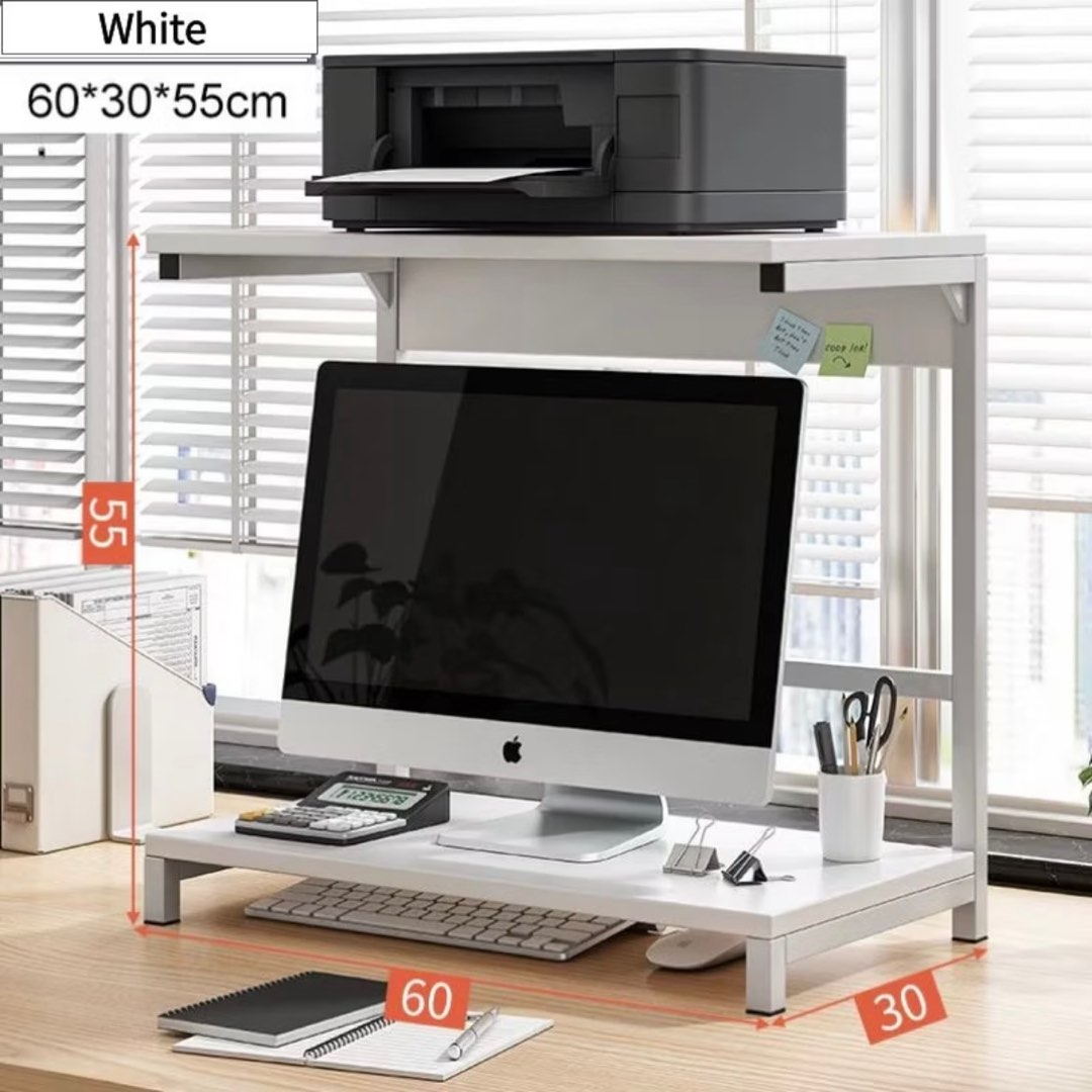 Desktop Monitor Riser Shelf | 2-Tier Computer Stand | Wooden Monitor ...