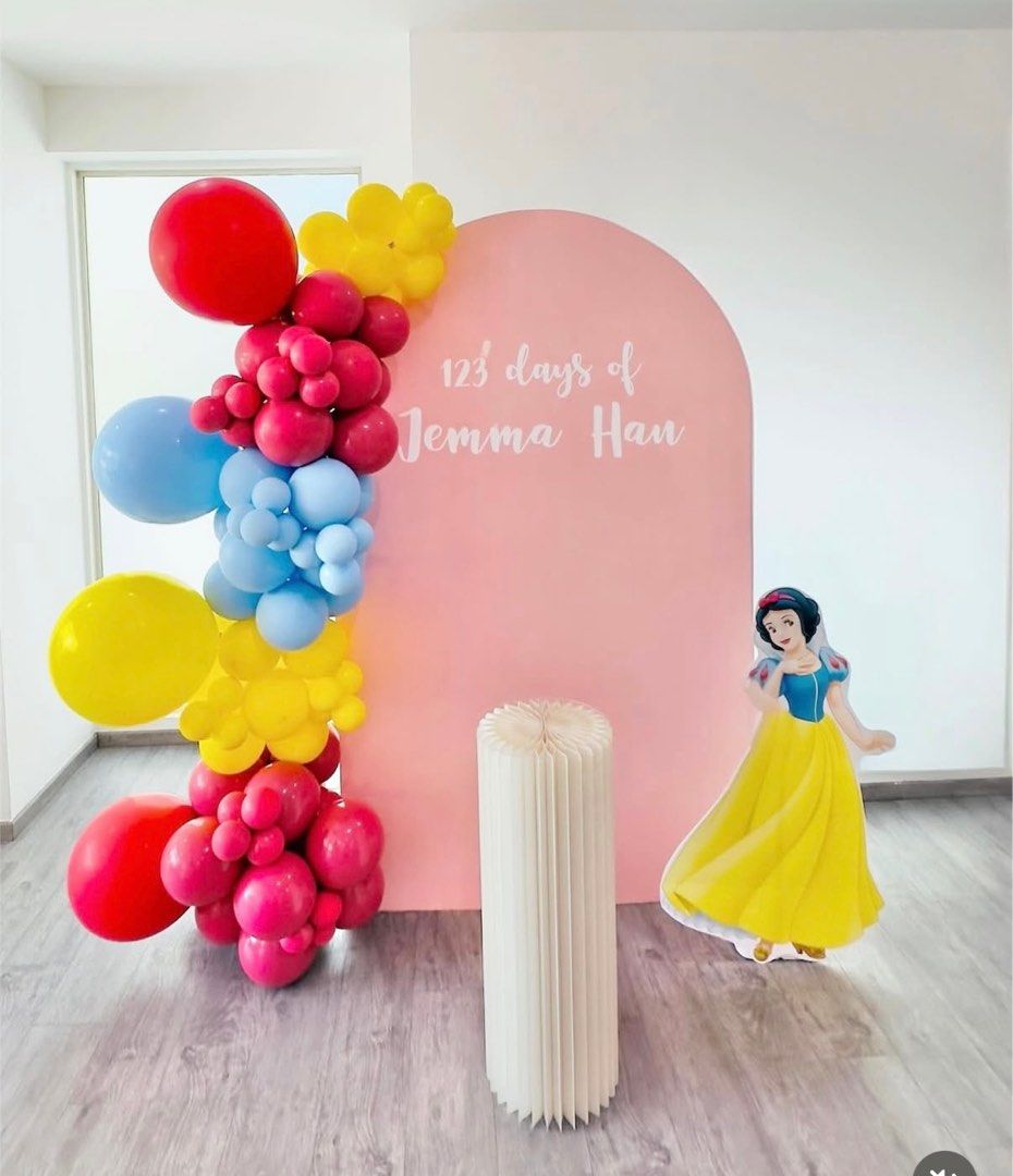 Disney Princess Snow White party backdrop for 100 days birthdays and ...