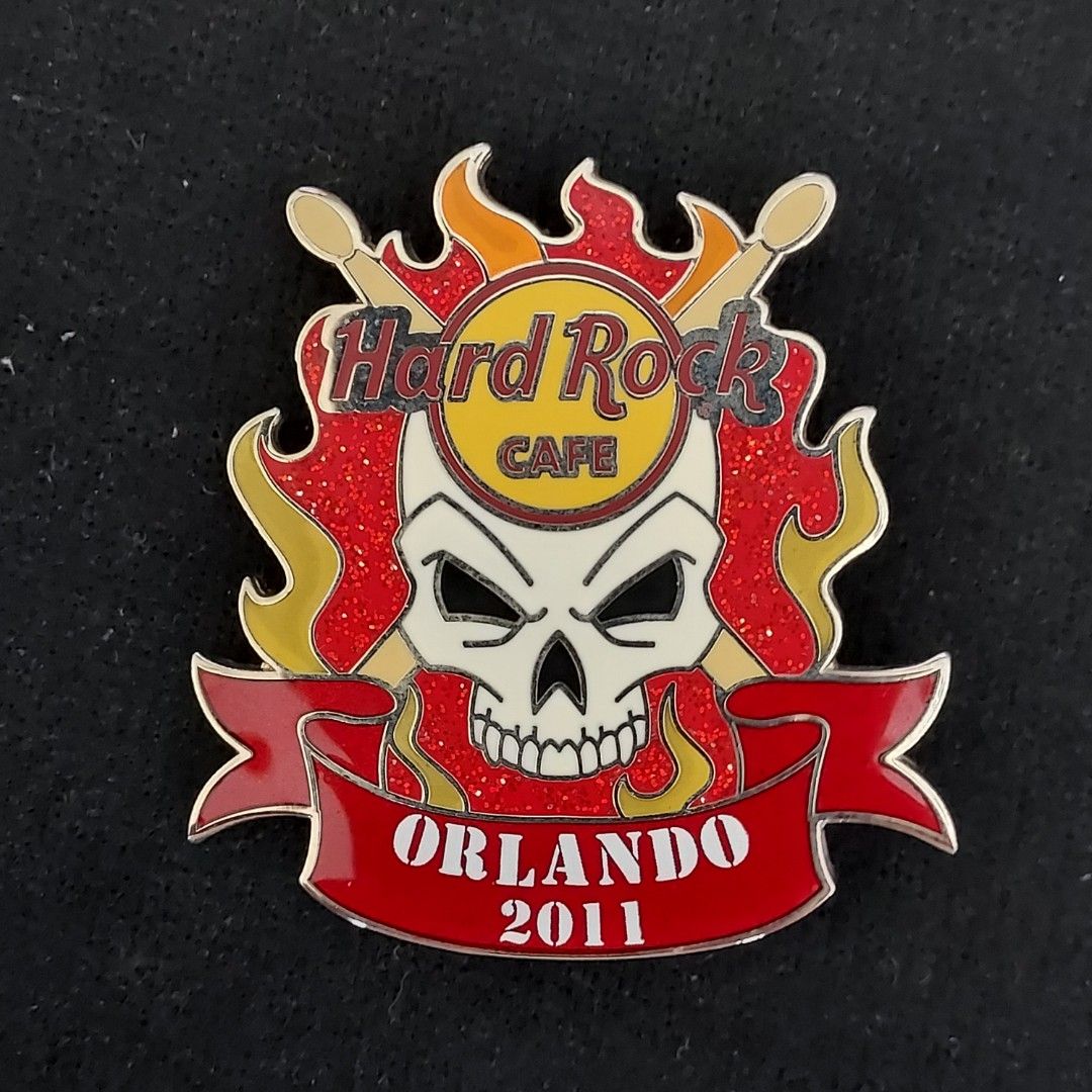Hard Rock Cafe - HRC ORLANDO HOT 2011 FLAMING DRUMSTICKS SKULL PIN [PN#61804]!, Hobbies & Toys ...