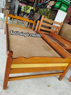 Wooden with Metal Carved Flower Single Size Bed Frame White Colour ...
