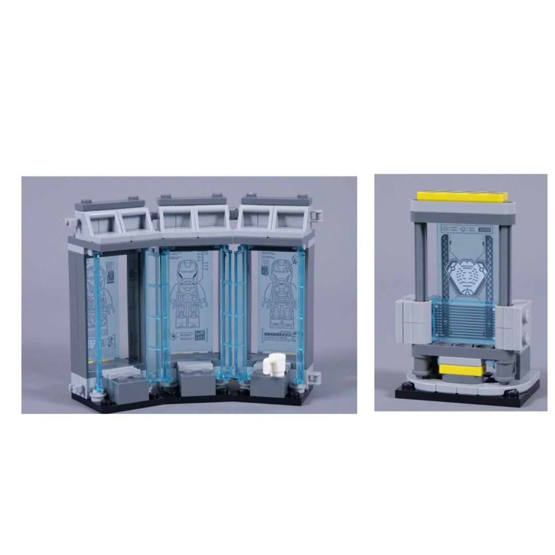 Lego Marvel 76315 Iron Man Laboratory Hall of Armour Display Cases ...