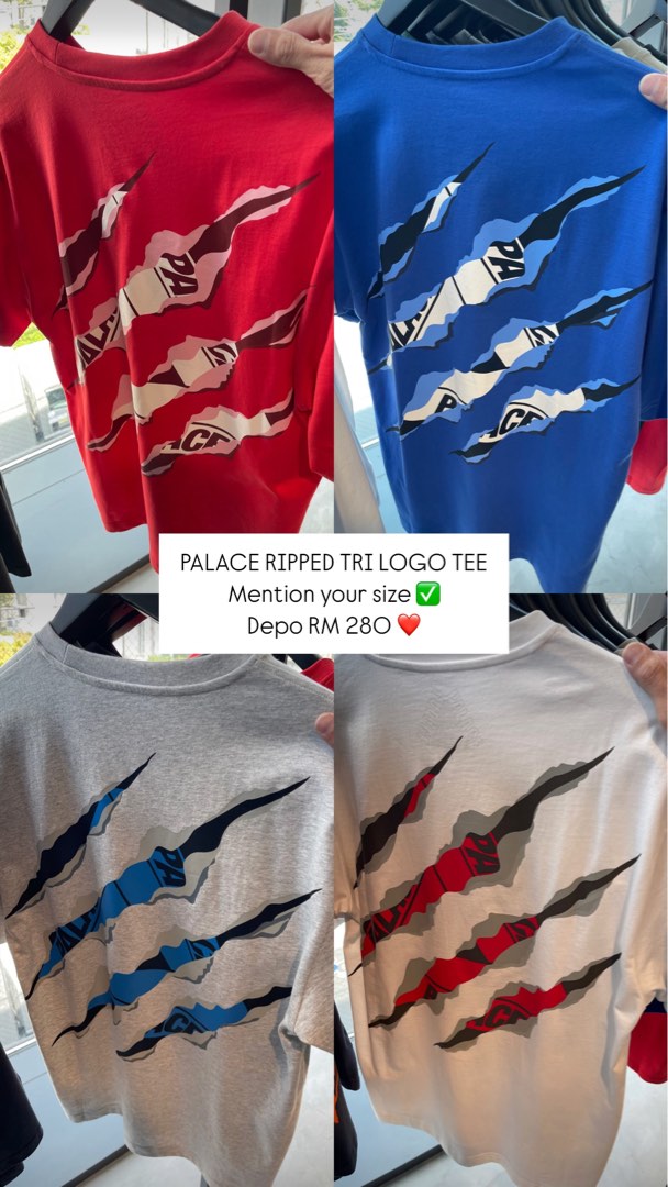 Palace Ripped Tri Logo Tee, Men's Fashion, Tops & Sets, Tshirts & Polo ...