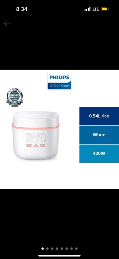 PHILIPS 3000 Series Mini Rice Cooker 0.54L - HD3064/62, 5 menu, 30 min ...