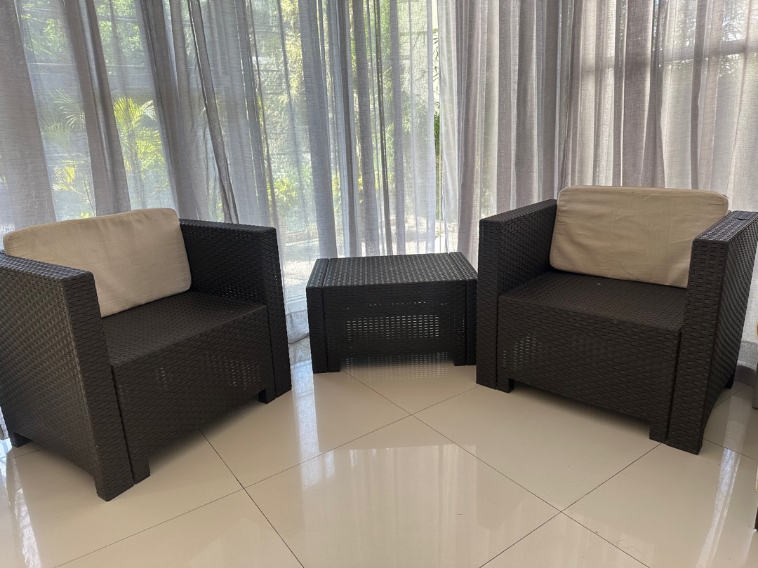 Plastic Rattan Sofa Set, Furniture & Home Living, Furniture, Sofas on ...