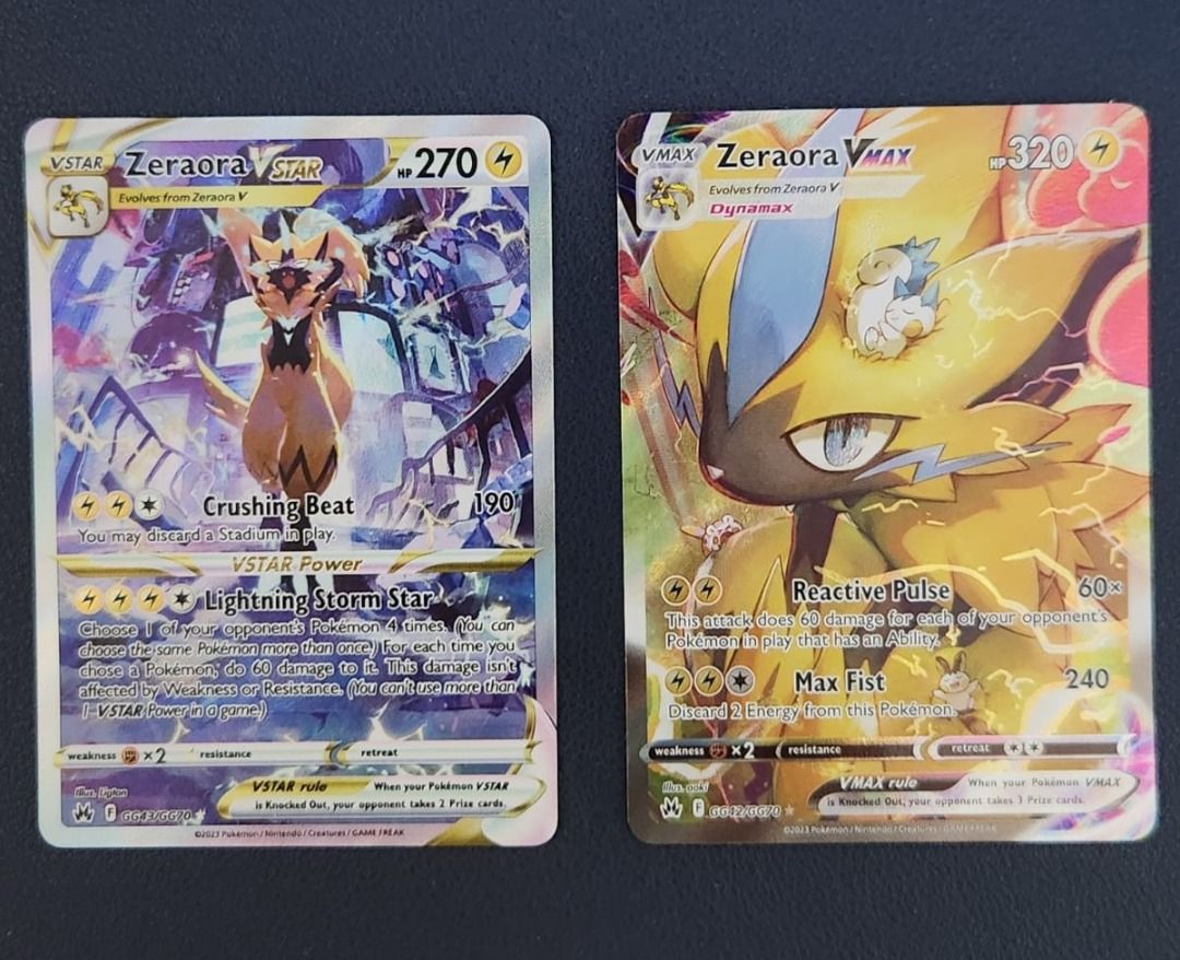 Pokemon SWSH 12.5 Crown Zenith (CZ) Zeraora VMAX #GG42 & Zeraora VSTAR #GG43, Hobbies & Toys ...
