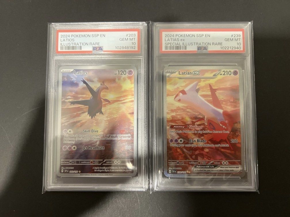 Pokemon TCG surging spark latios ex IR latias ex SIR PSA 10, Hobbies ...