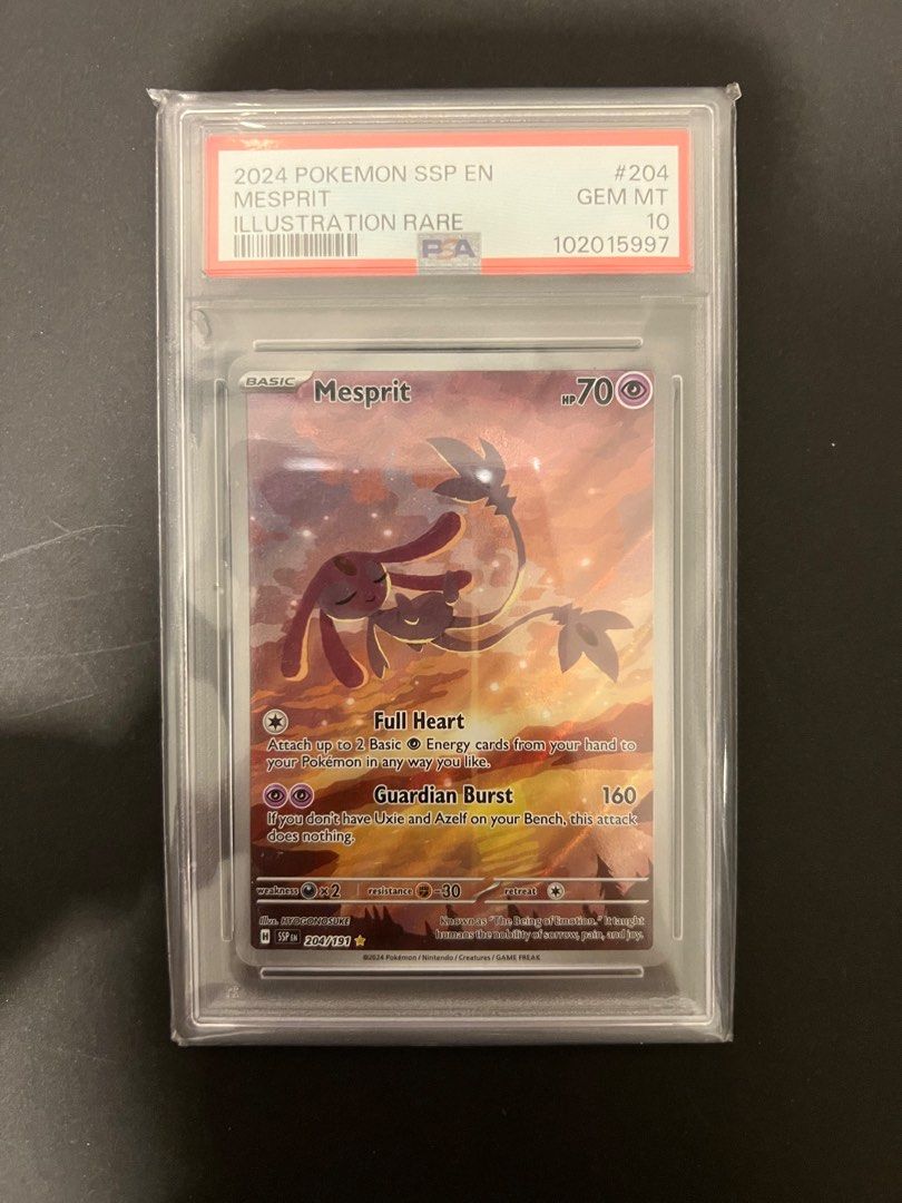 Pokemon tcg surging spark mesprit IR psa 10, Hobbies & Toys ...