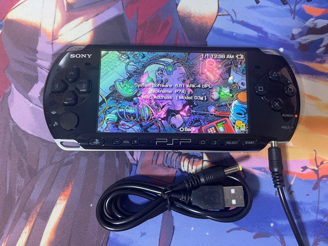 PSP 3000 Piano Black Modded 4GB #2 Ark 4 CFW Playstation Portable ...