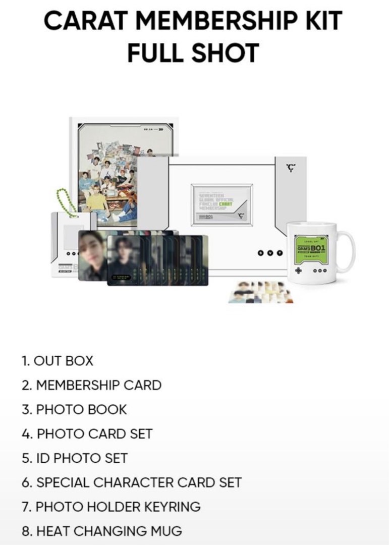 Seventeen 7th Generation Carat Membership Kit (GAM3 BO1), Hobbies ...