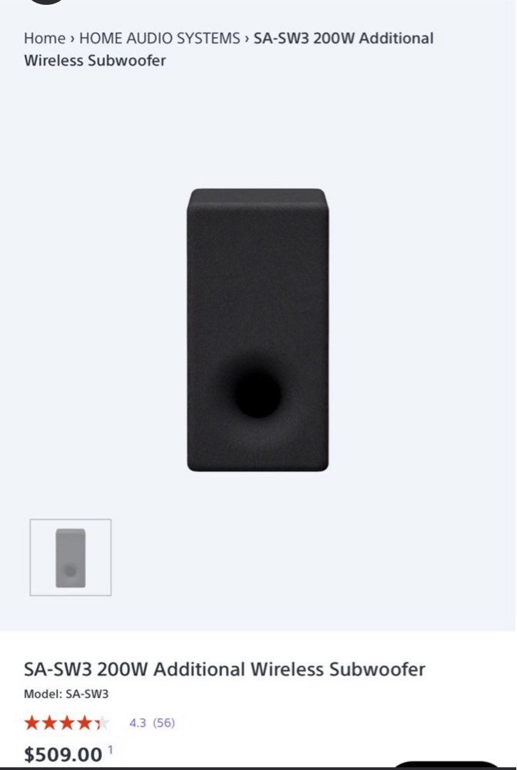 Sony SW3 subwoofer, Audio, Soundbars, Speakers & Amplifiers on Carousell