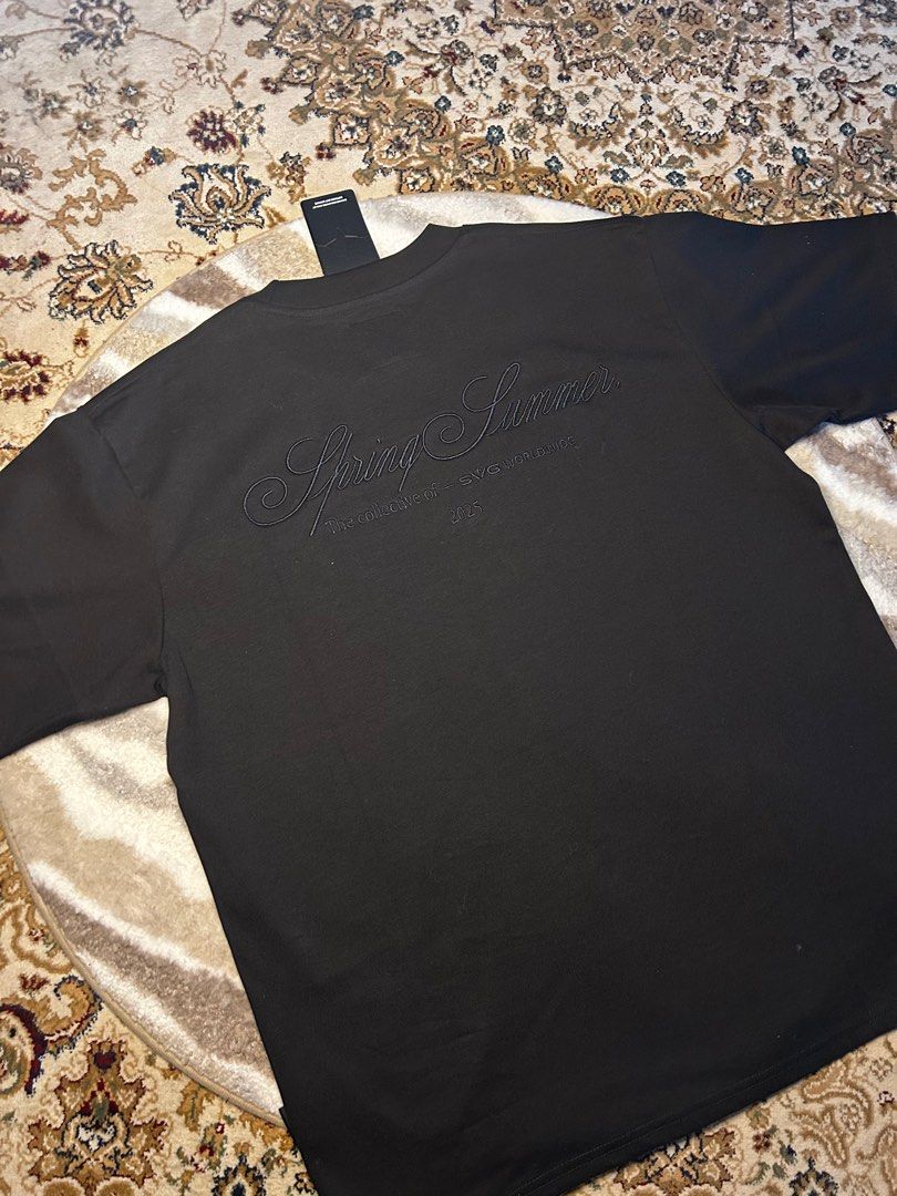 SS25 Black Cursive Tee, Men's Fashion, Activewear on Carousell