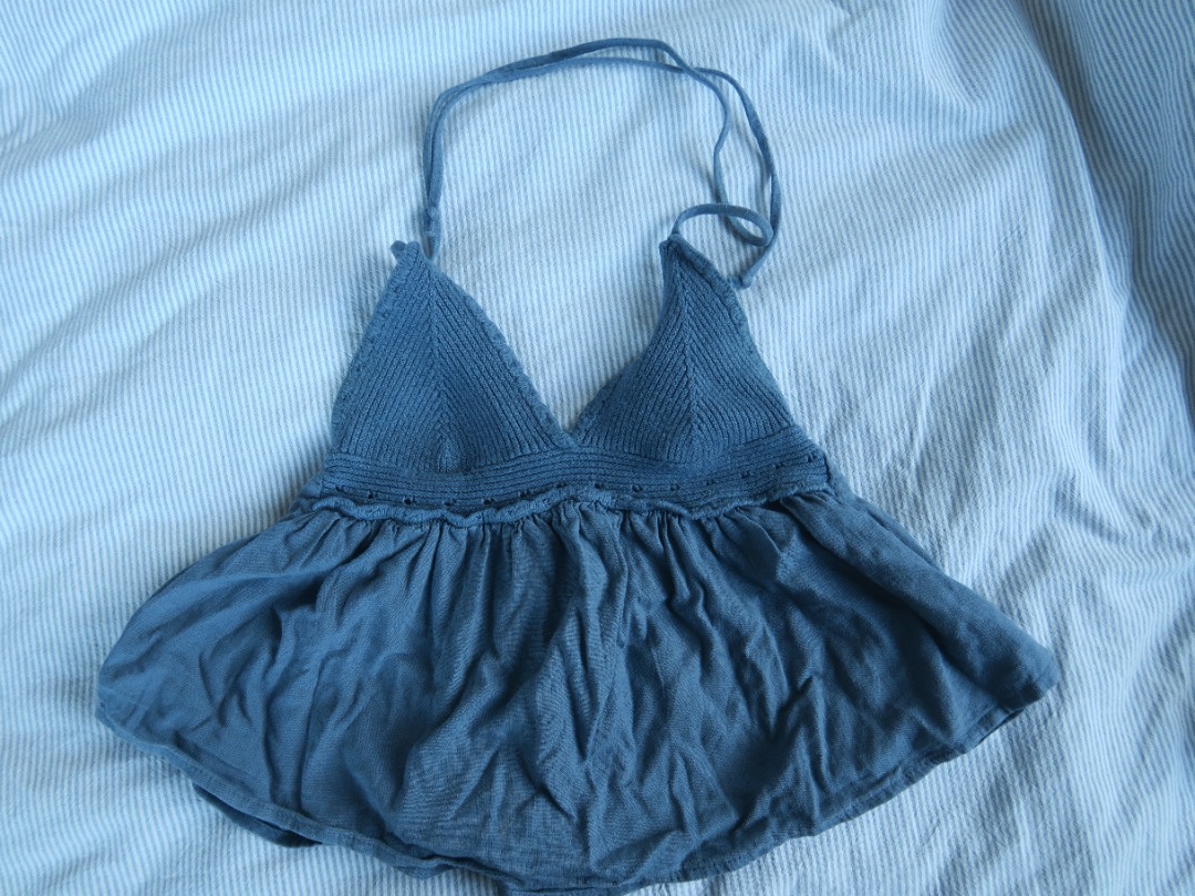 Subdued blue halter top, Women's Fashion, Tops, Other Tops on Carousell