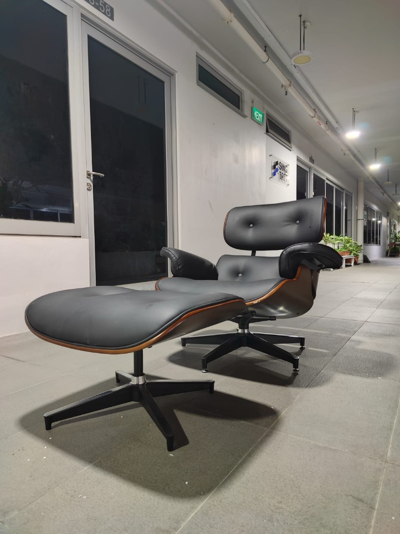 URSULA Lounge Chair in BLACK PVC, Furniture & Home Living, Furniture ...