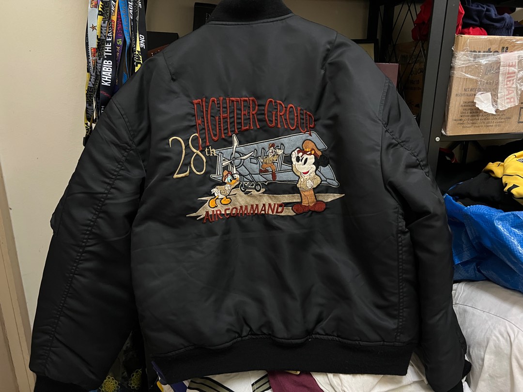 Vintage 90s Disney Mickey Mouse Fighter Group 28th Air Command Jacket ...