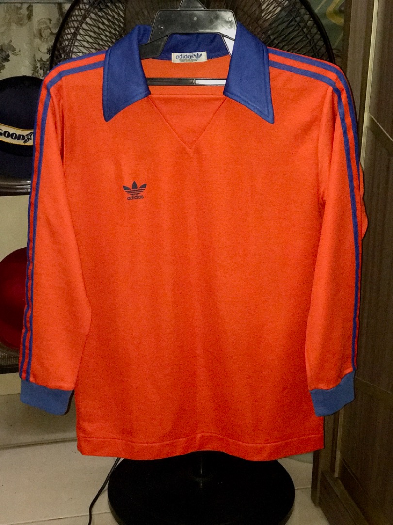 Vintage adidas kolar/collar sharp oren line biru (rare), Men's Fashion ...