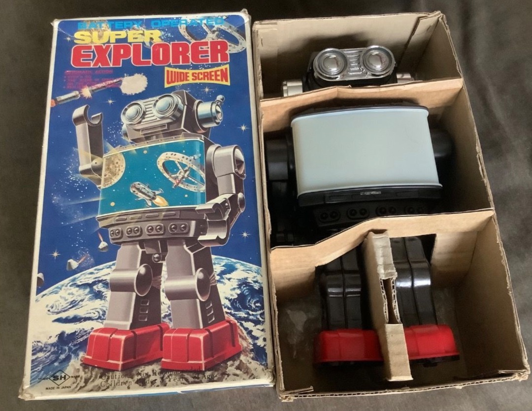 vintage Horikawa SUPER EXPLORER WIDESCREEN ROBOT (TIN LEGS) Japan toy robot (Working condition ...