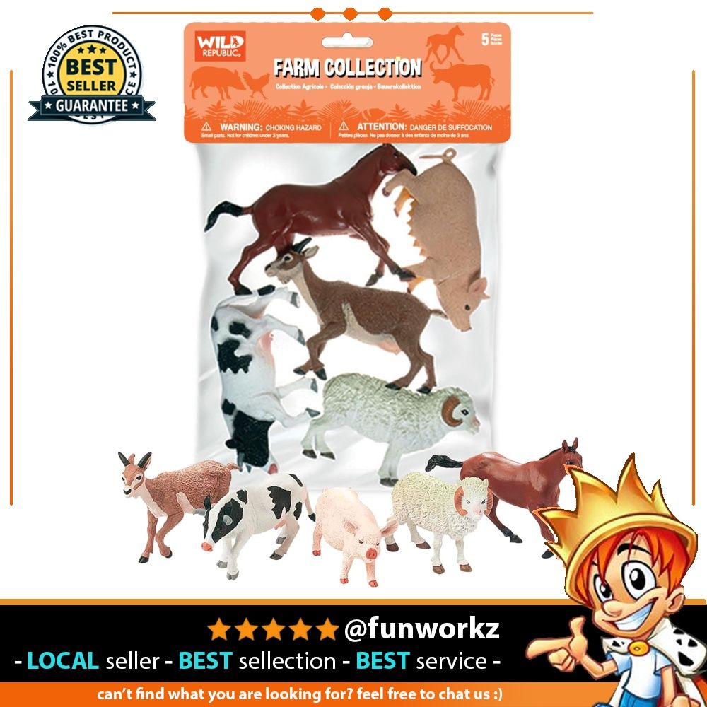 Wild Republic Farm Polybag, Pig, Horse, Cow, Sheep, Goat, 5 Piece ...