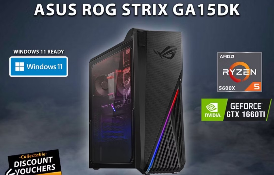 ASUS ROG Strix GA15 G15DK-R5600X101W Gaming Desktop (Ryzen 5 5600X/GTX ...
