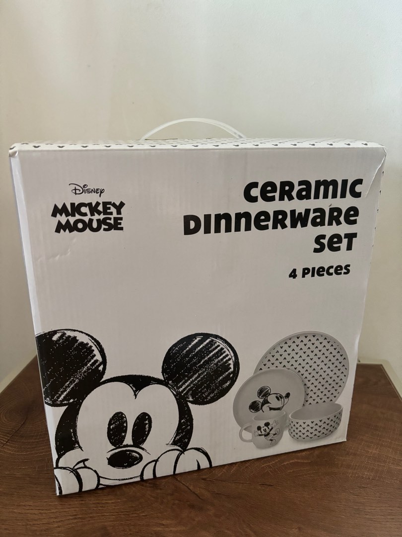 (Brand New) Disney Mickey Mouse 4-Piece Ceramic Dinnerware Set - (Gifts ...