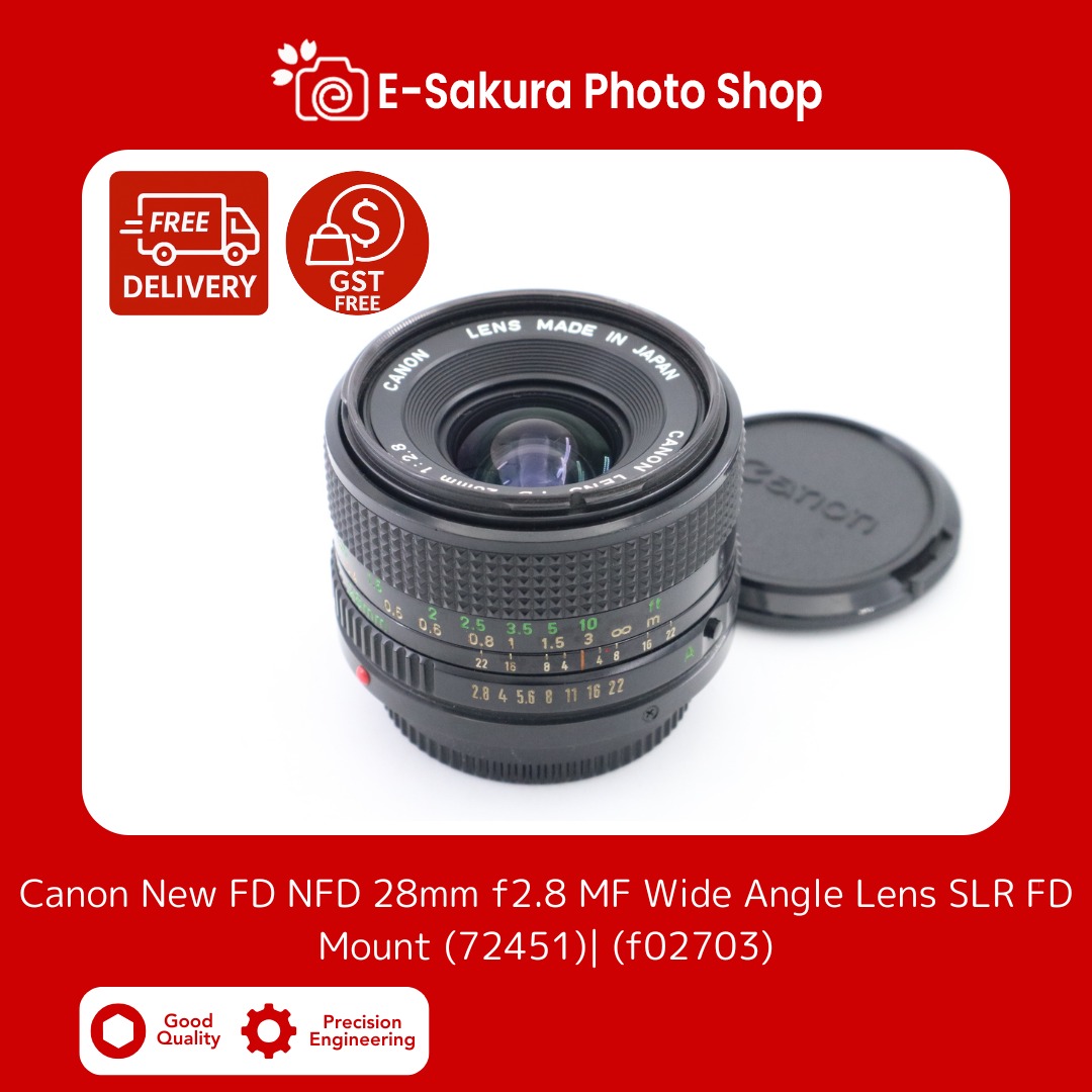 Canon New FD NFD 28mm f2.8 MF Wide Angle Lens SLR FD Mount (72451 ...