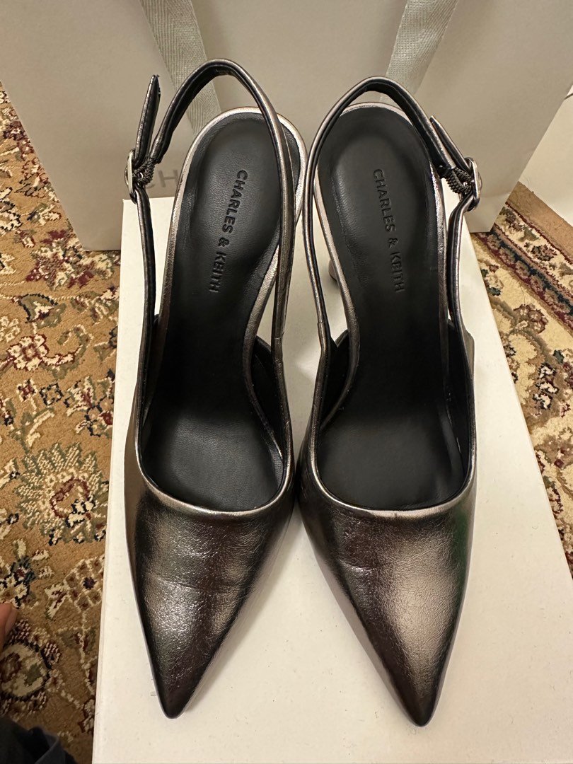 Charles and Keith Heels in Pewter, Women's Fashion, Footwear, Heels on ...