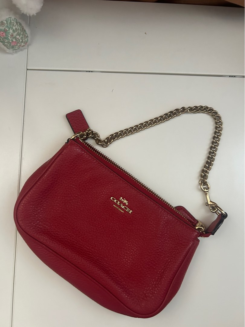 Coach pouch bag in red, Luxury, Bags & Wallets on Carousell
