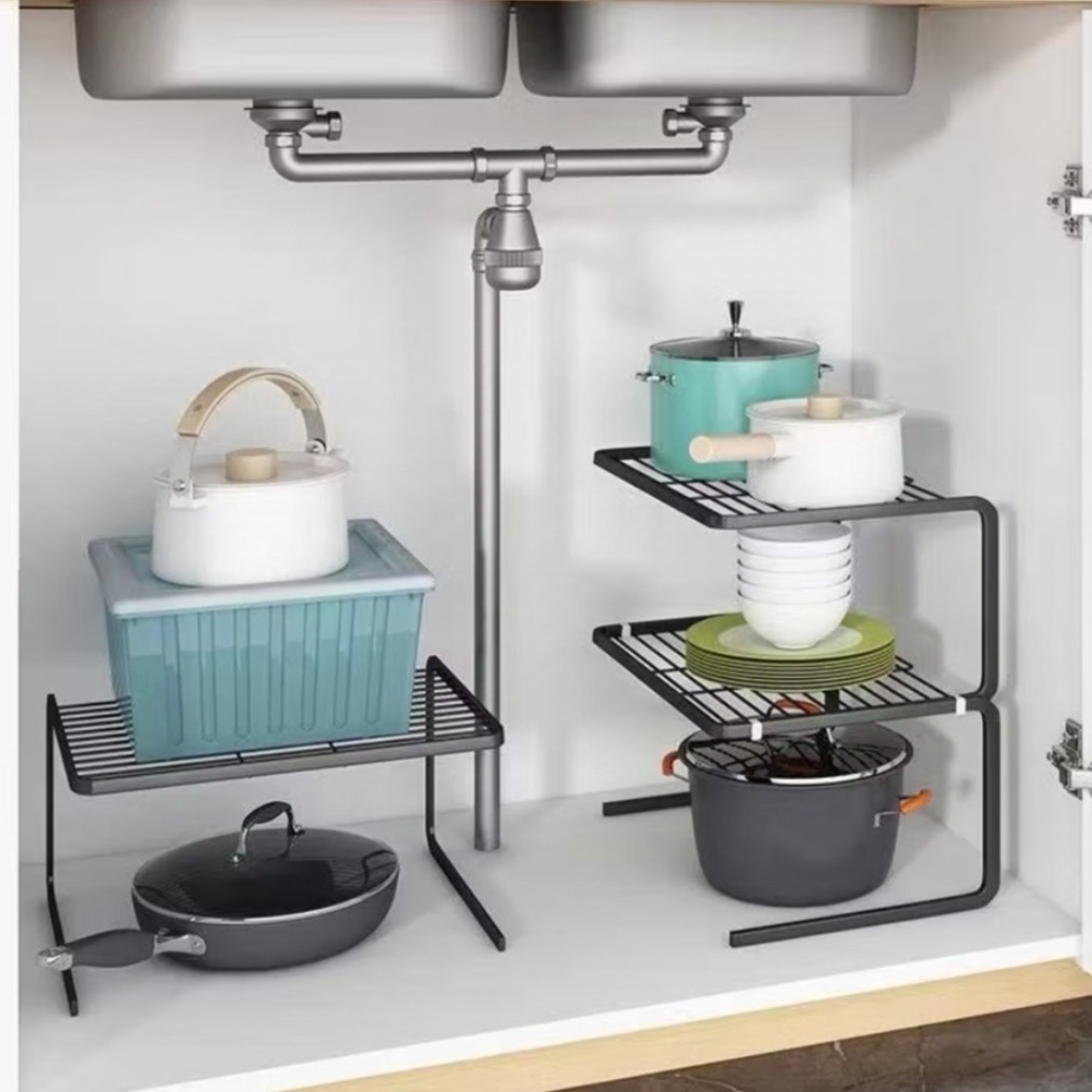 Corner Kitchen Shelf | Pot Storage Rack | Metal Countertop Rack | L ...
