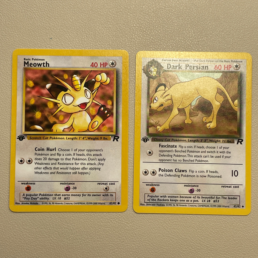 English Pokemon: Meowth No.62/82 + Dark Persian No.42/82 (Team Rocket ...