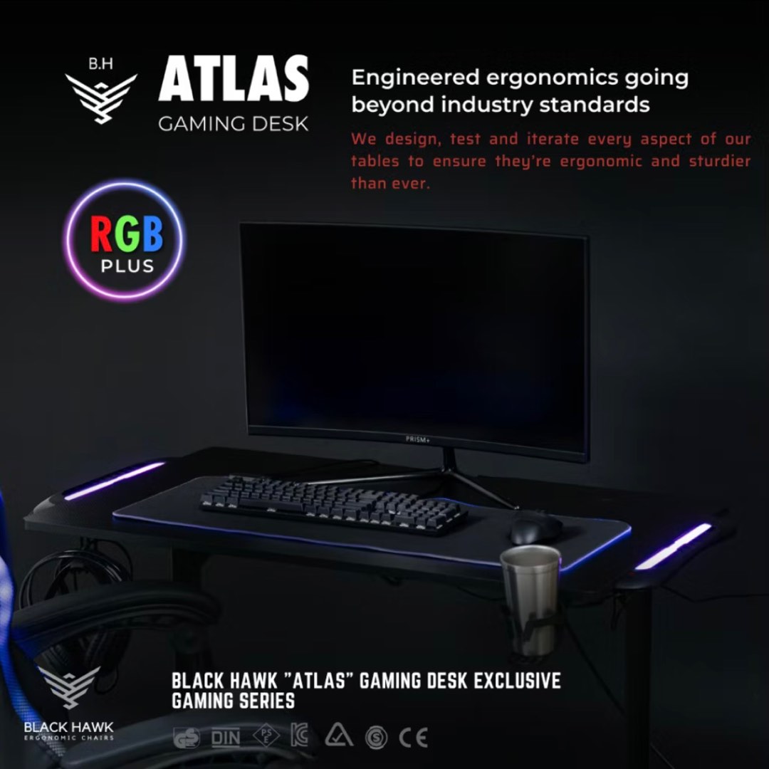 [FREE ACCESSORIES] Carbon Fiber RGB LED Gaming Desk | RGB Gaming Table ...