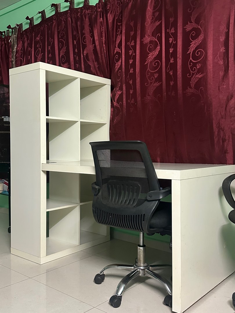 GLASS TOP STUDY TABLE with SHELF ikea, Furniture & Home Living ...