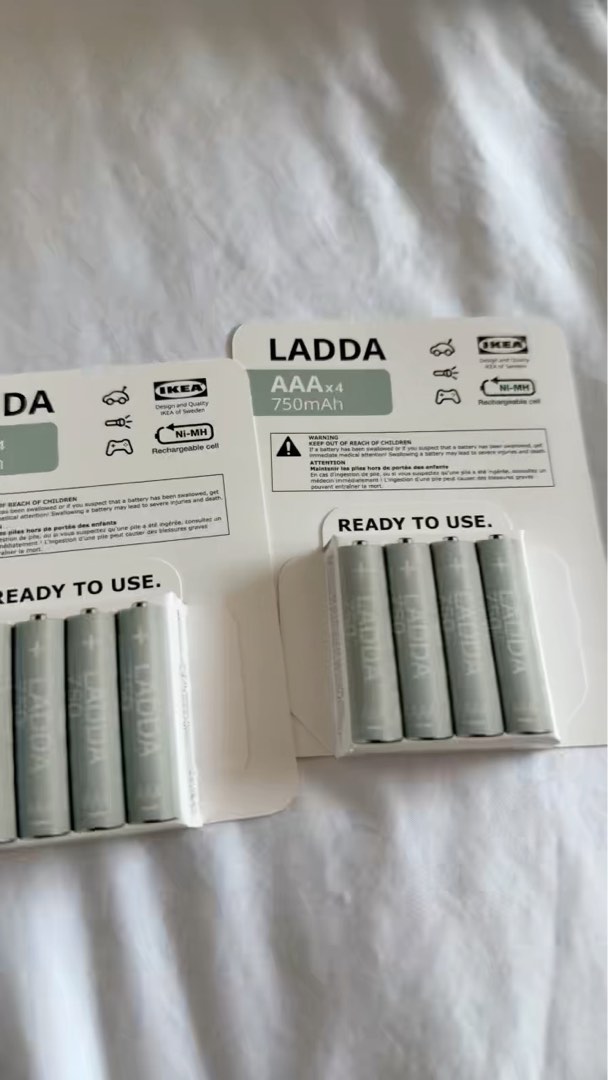 IKEA LADDA AAA Rechargeable Batteries 750mAh x4, Computers & Tech, Parts & Accessories, Chargers ...
