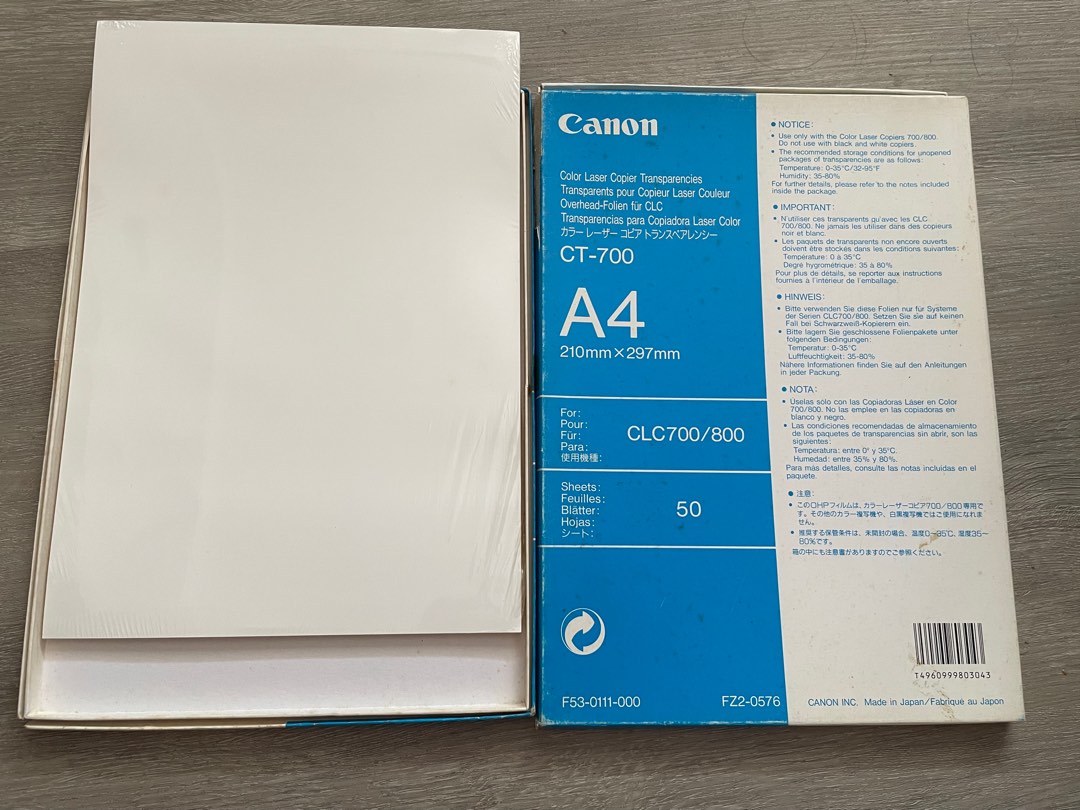 Laser Copier A4 Transparencies 99 sheets, Hobbies & Toys, Stationery ...