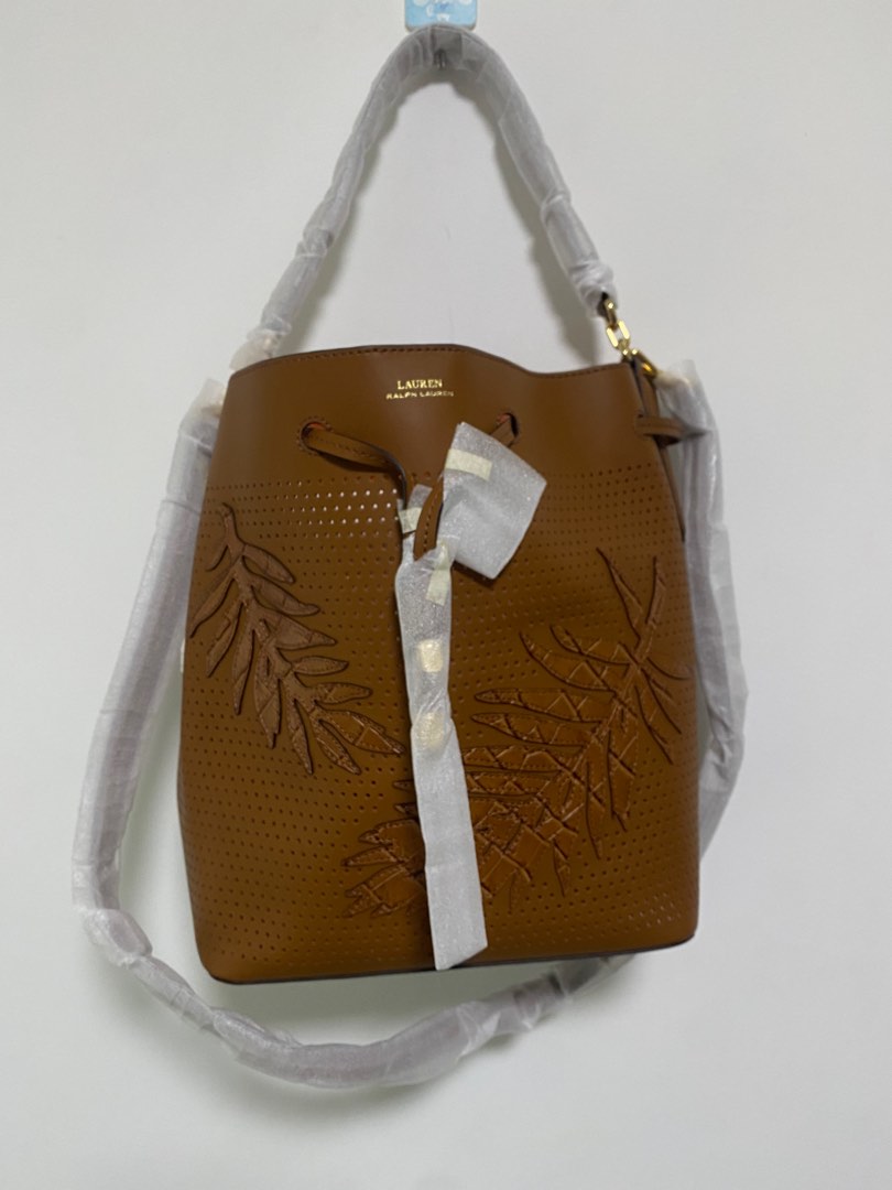 Lauren Ralph Lauren Dryden Debby Medium Drawstring Bucket Bag Brown, Luxury, Bags & Wallets on ...