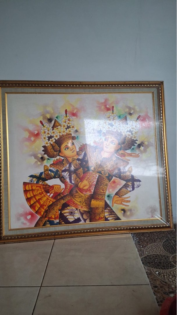 Lukisan Penari Bali + Bingkai Premium, Antik, Furnitur di Carousell