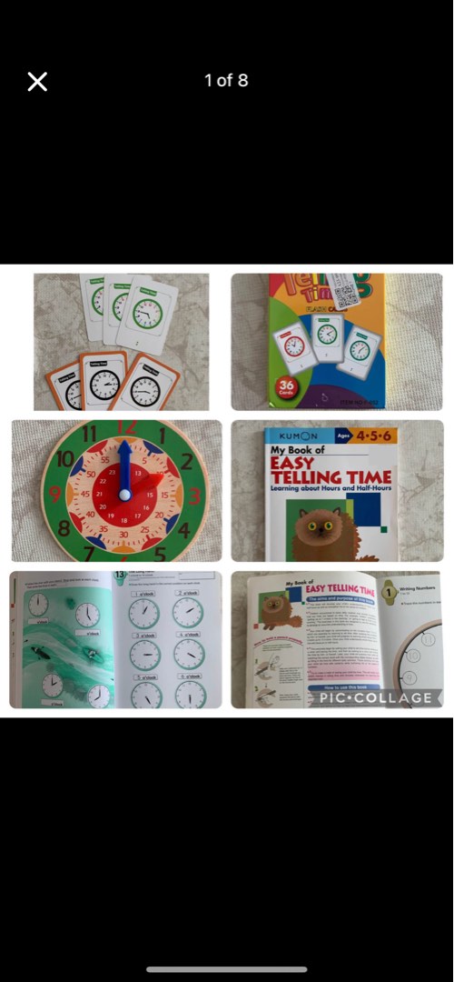 Math Bundle - Kumon Easy Telling Time book, clock, cards, Hobbies ...