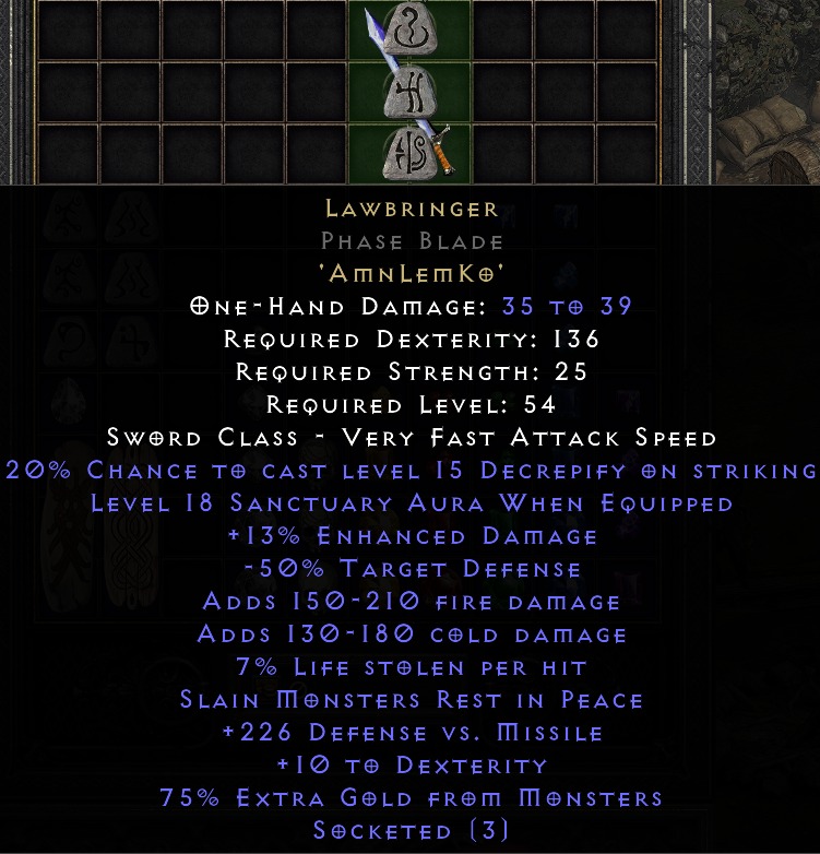 (Non-Ladder) GG 13%ed Level 18 Lawbringer phase blade . D2R, Video ...