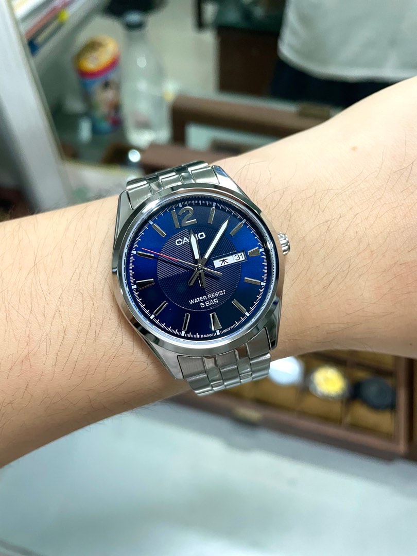 Original Casio Blue JDM Kanji Date Textured Dial Watch, Men's Fashion ...