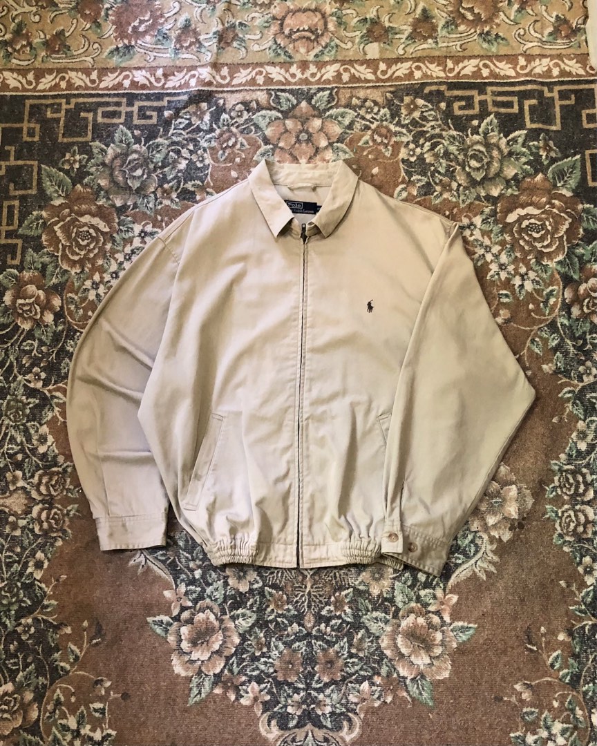 Polo RL Jacket Cream small Logo, Fesyen Pria, Pakaian , Atasan di Carousell